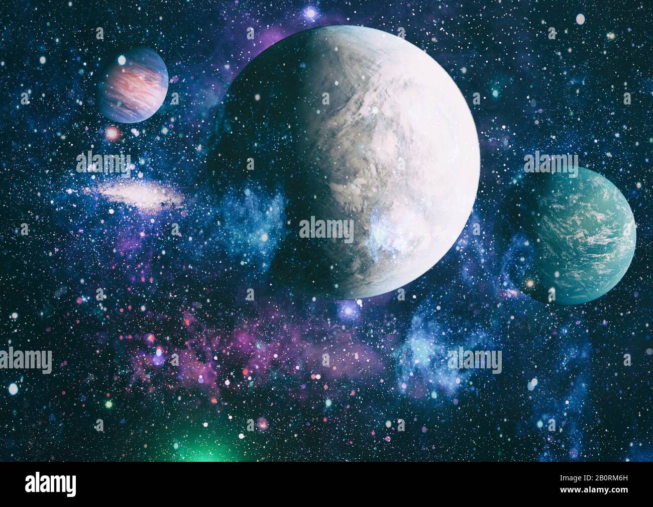 Abstract bright colorful universe. Nebula night starry sky in rainbow ...