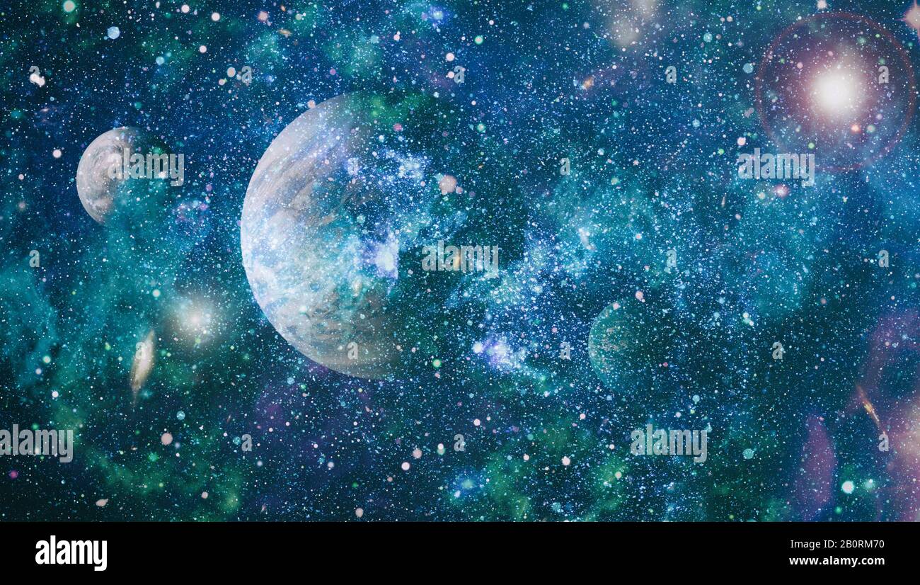 Abstract bright colorful universe. Nebula night starry sky in rainbow ...