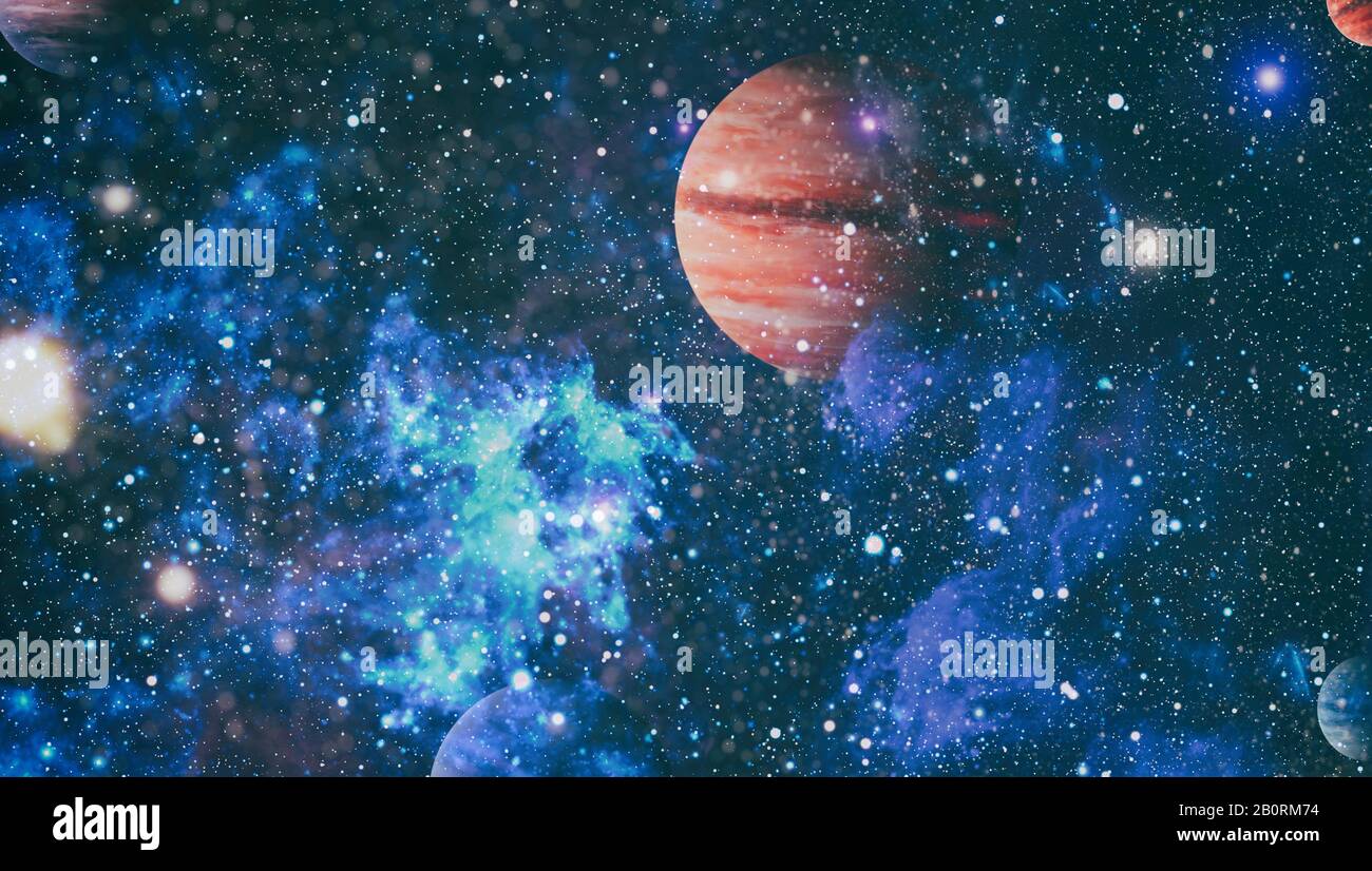 Abstract bright colorful universe. Nebula night starry sky in rainbow ...