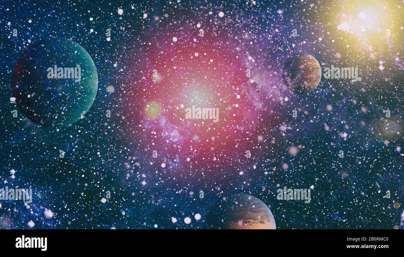 Abstract bright colorful universe. Nebula night starry sky in rainbow ...