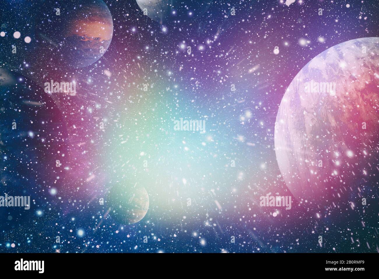 Abstract bright colorful universe. Nebula night starry sky in rainbow ...