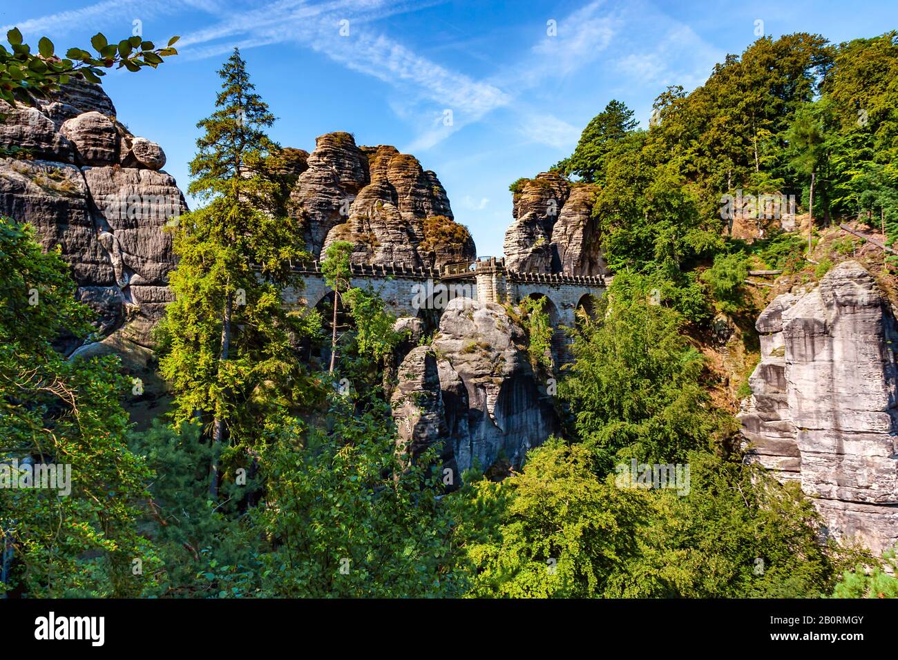 Bastei, Germany: The Bastei Bridge in the Elbe Sandstone Mountains of ...