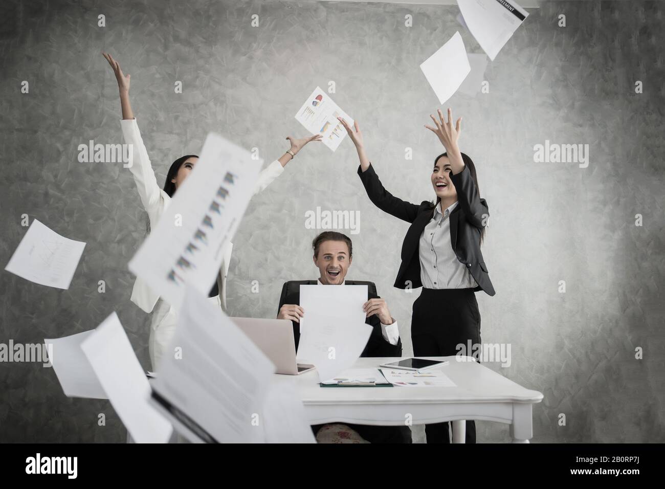 Happy business team enjoy success deal business.Teamwork leadership ...