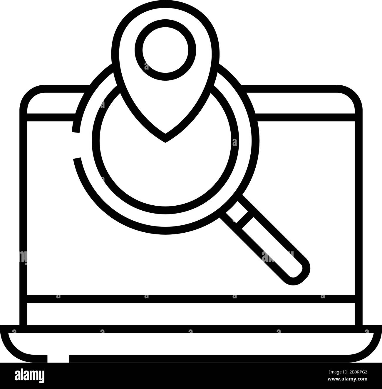 Address search line icon, concept sign, outline vector illustration ...