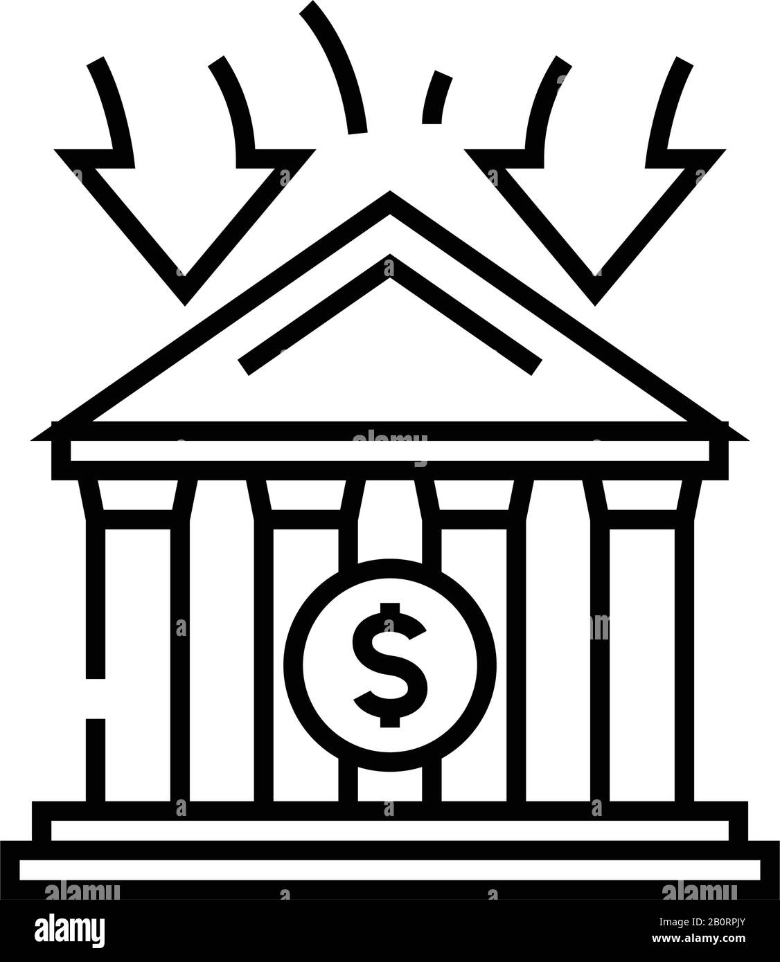 Bank building line icon, concept sign, outline vector illustration ...