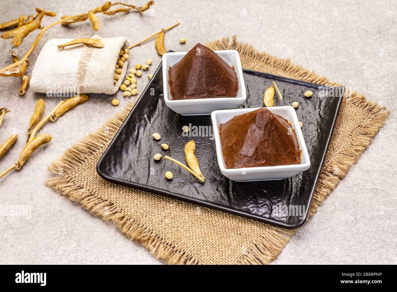 Miso paste, traditional Japanese seasoning. Two types, dark and light ...