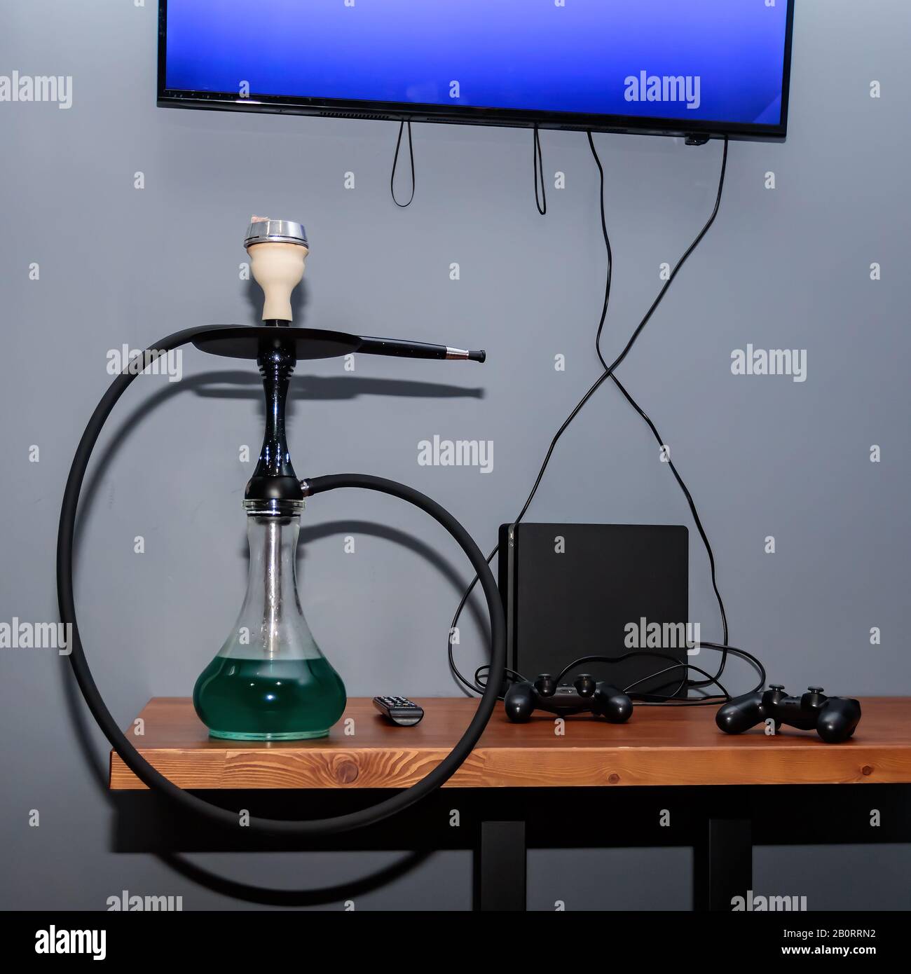 The interior of a typical hookah cafe in the city, where friends gather ...