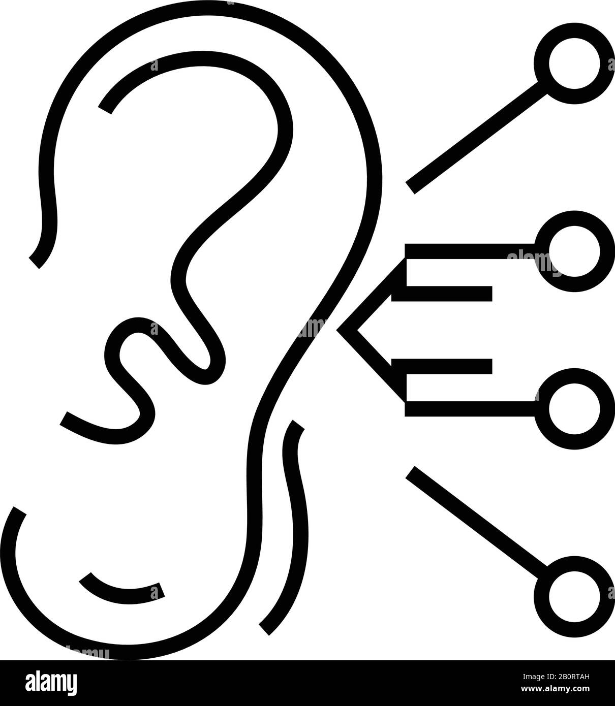 Attentive ear line icon, concept sign, outline vector illustration ...