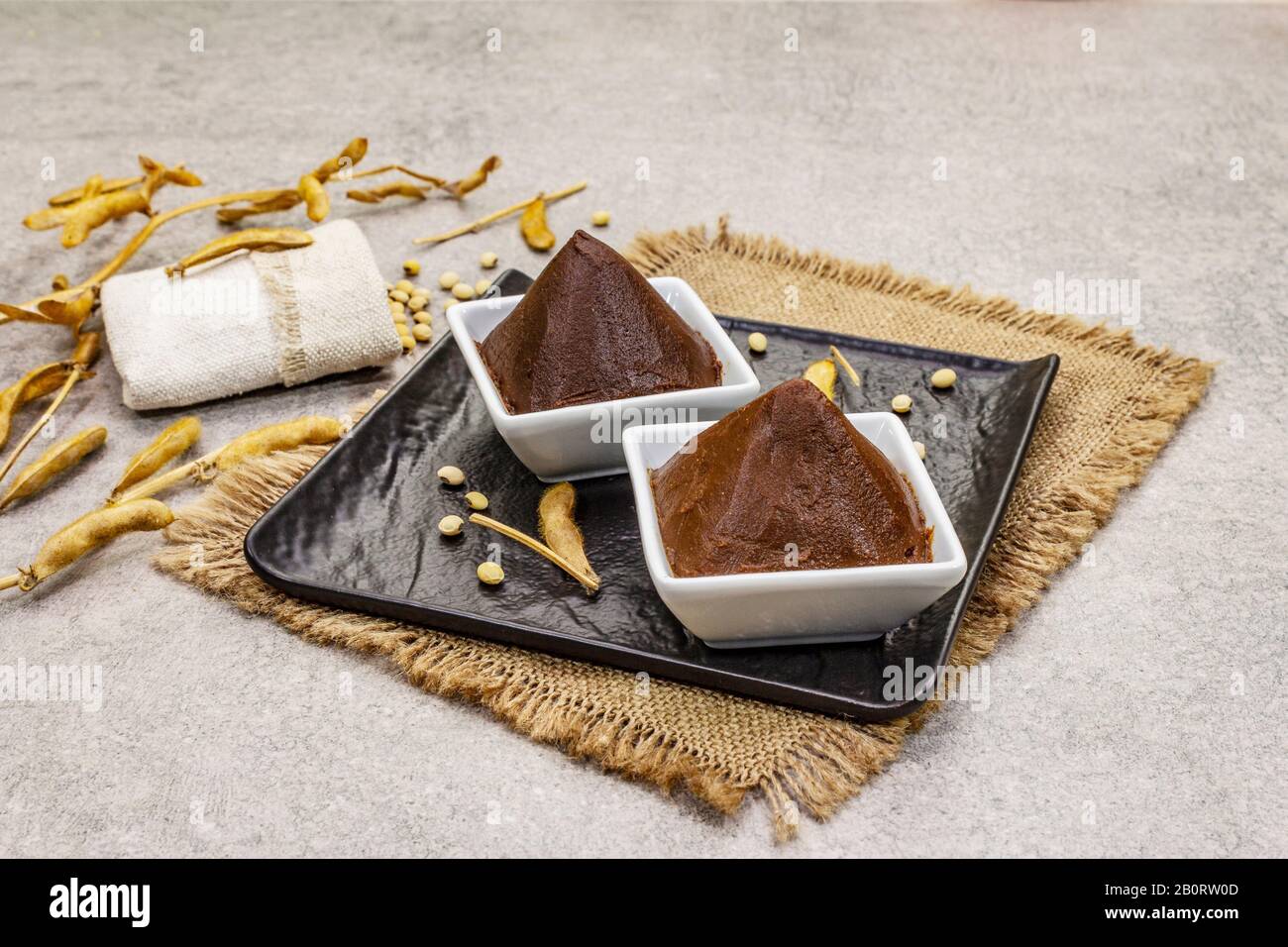 Miso paste, traditional Japanese seasoning. Two types, dark and light ...