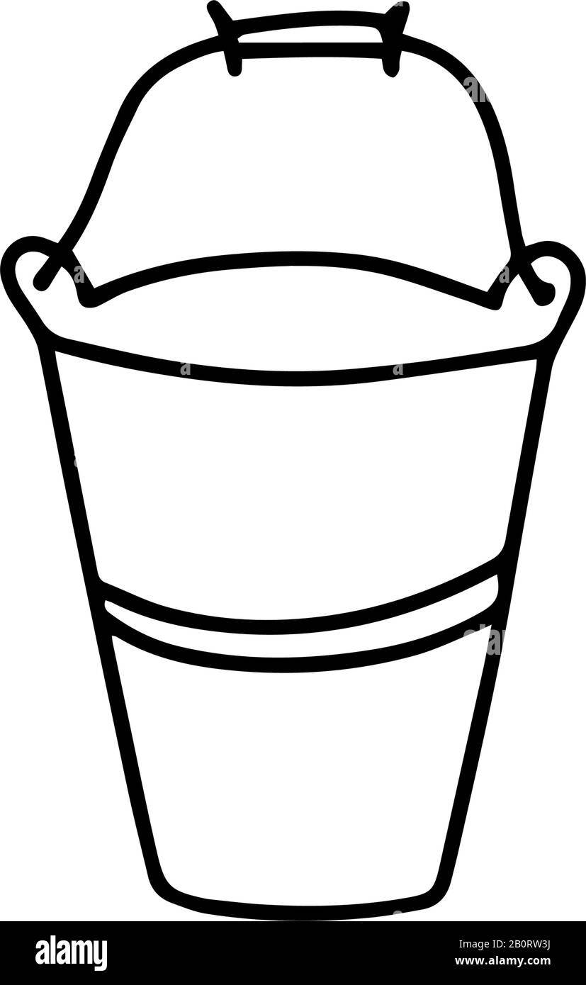 Aluminum bucket with a handle in hand drawn doodle style isolated on ...