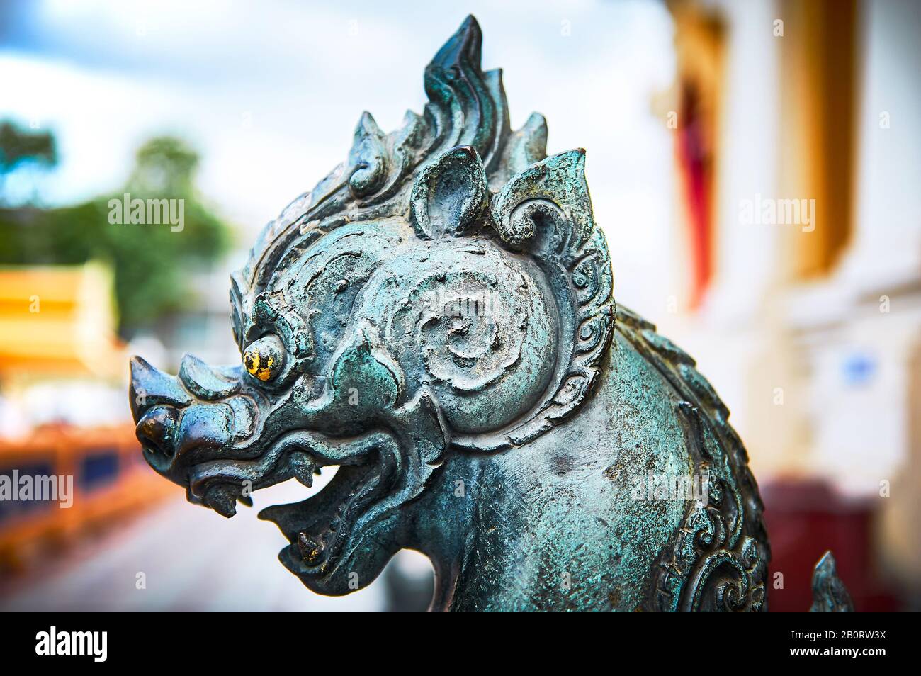 Bangkok, Thailand, Asia: Close-up view of a blue colored metallic ...