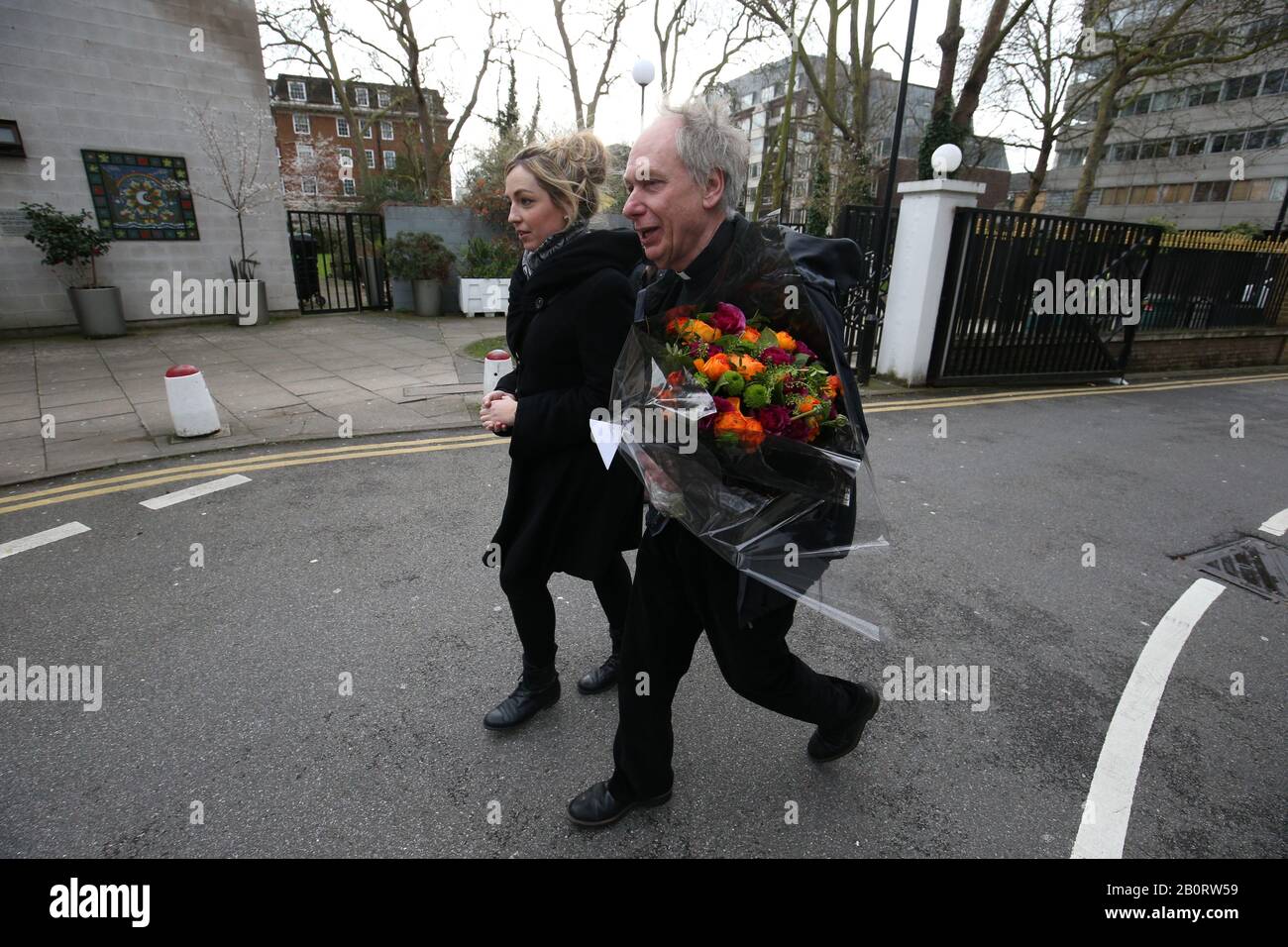 Reverend Anders Bergquist from St John's Wood Church delivering flowers to London Central Mosque ...