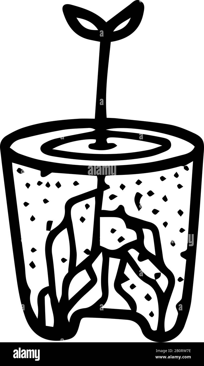 Seedlings in hand drawn doodle style isolated on white background ...