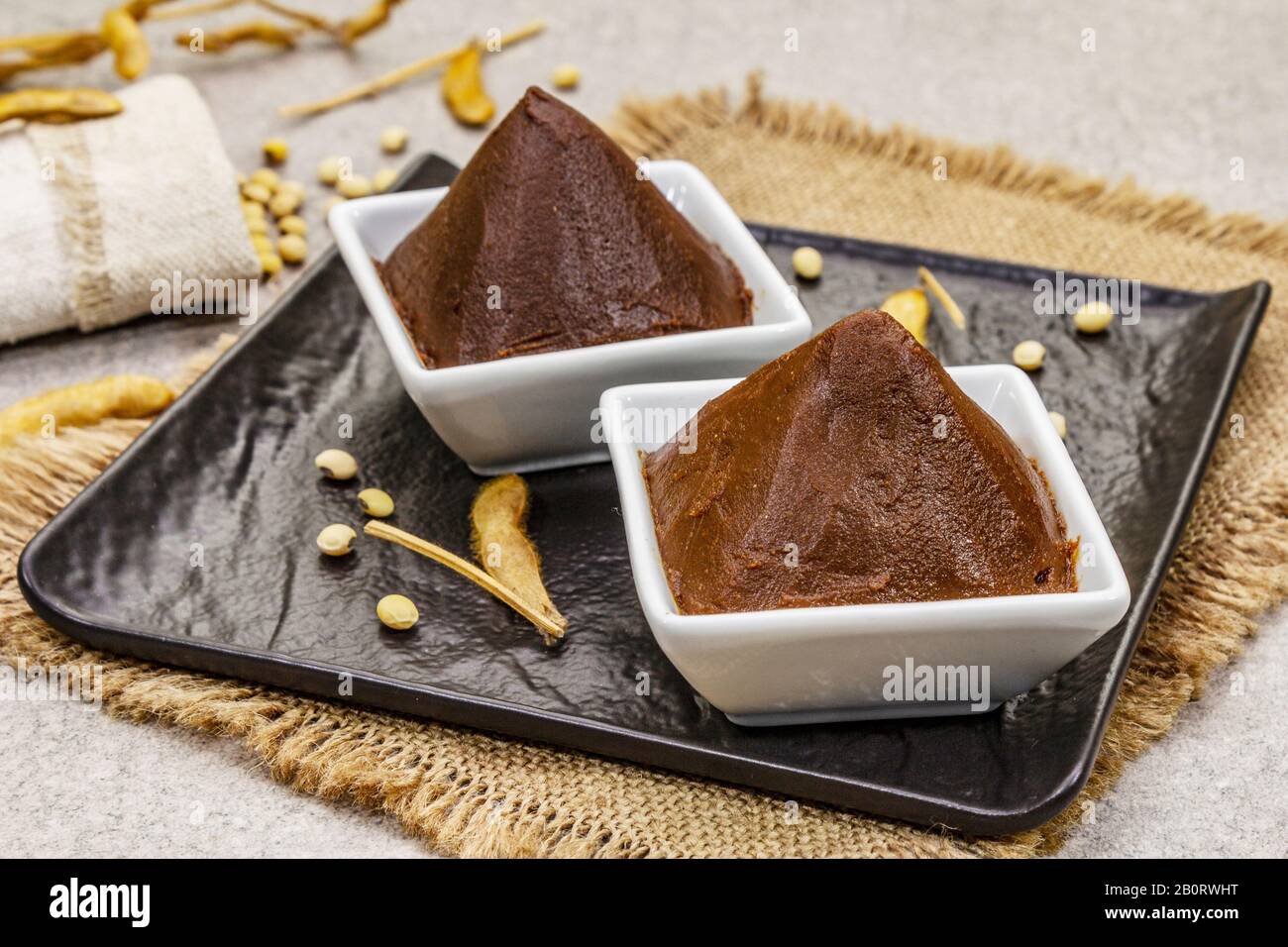 Miso paste, traditional Japanese seasoning. Two types, dark and light ...
