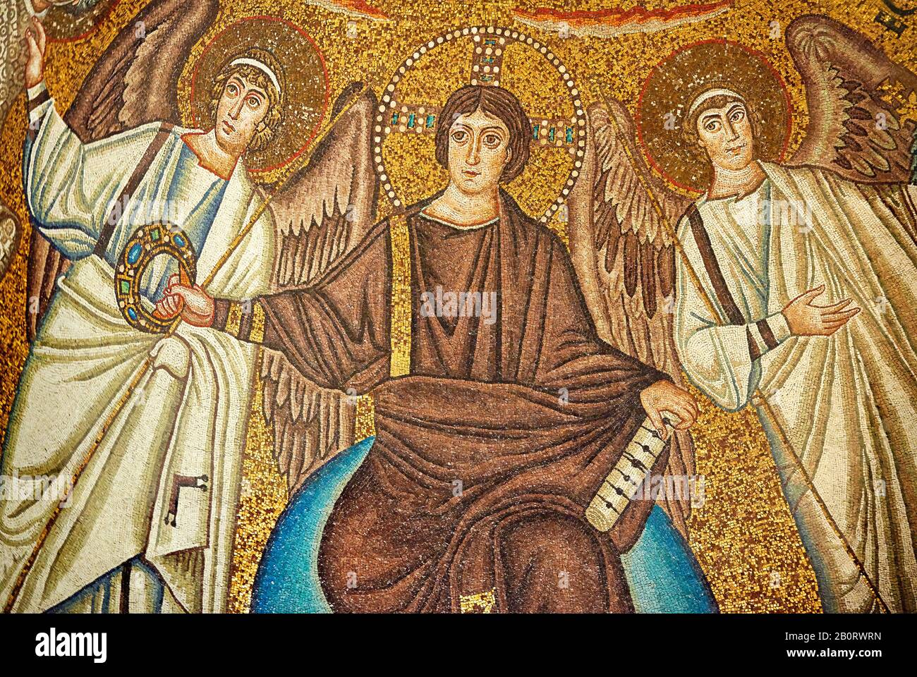 Apse mosaic depicting a clean shaven Christ, Byzantine Roman mosaics of ...