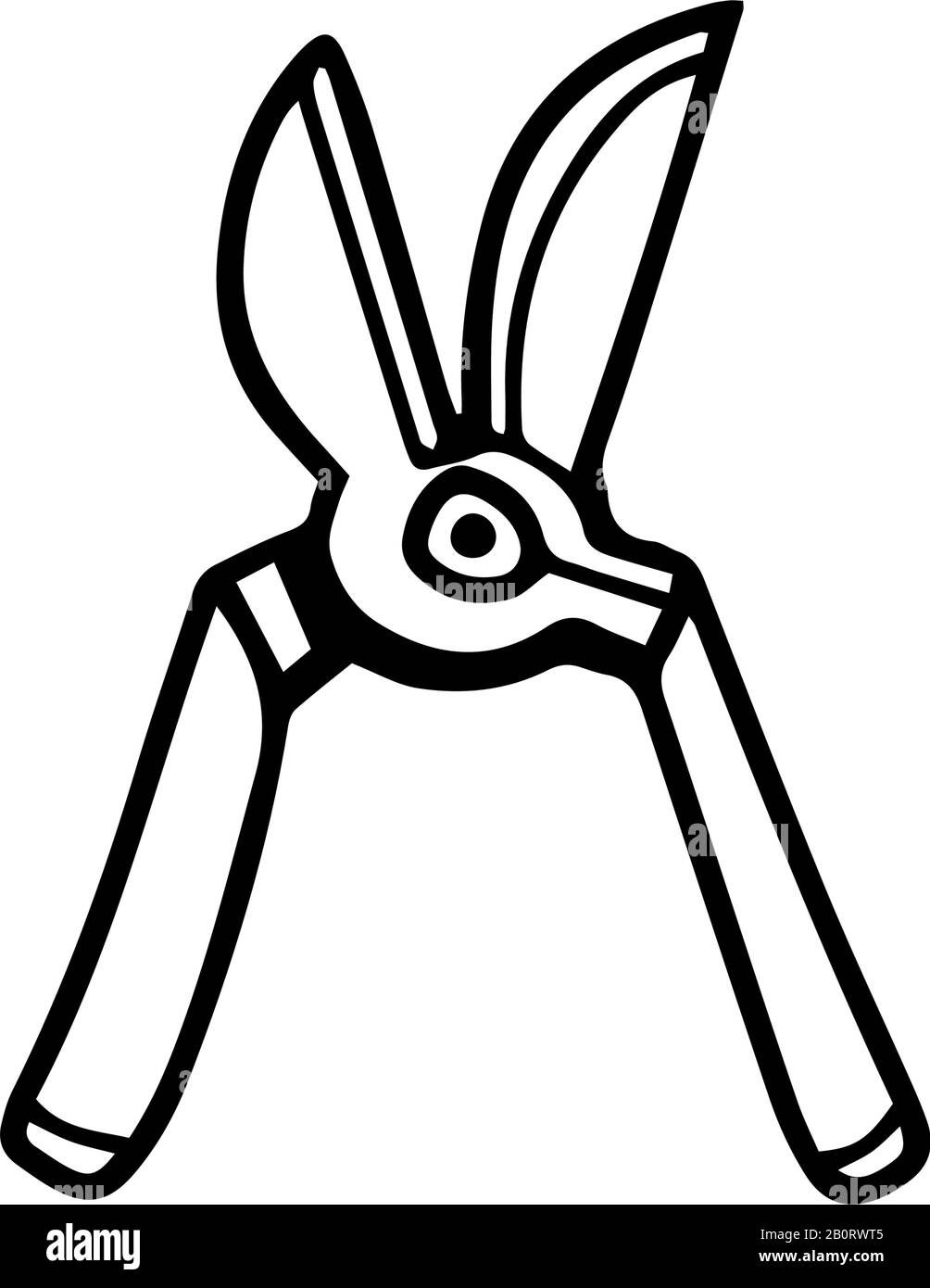 Pruners in hand drawn doodle style isolated on white background. Vector ...