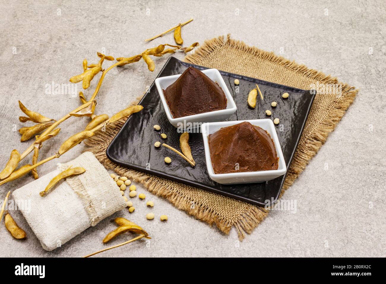 Miso paste, traditional Japanese seasoning. Two types, dark and light ...