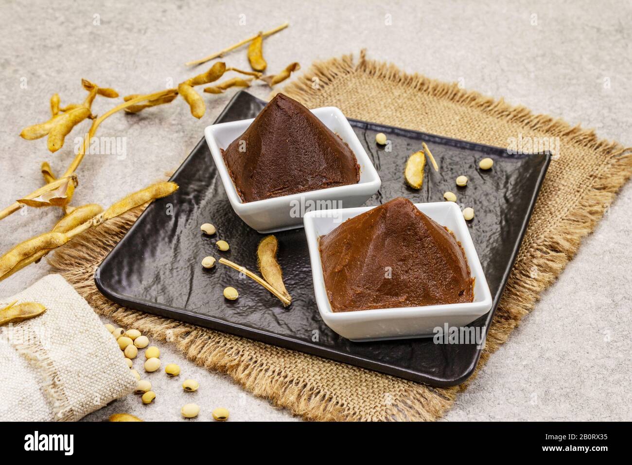 Miso paste, traditional Japanese seasoning. Two types, dark and light ...