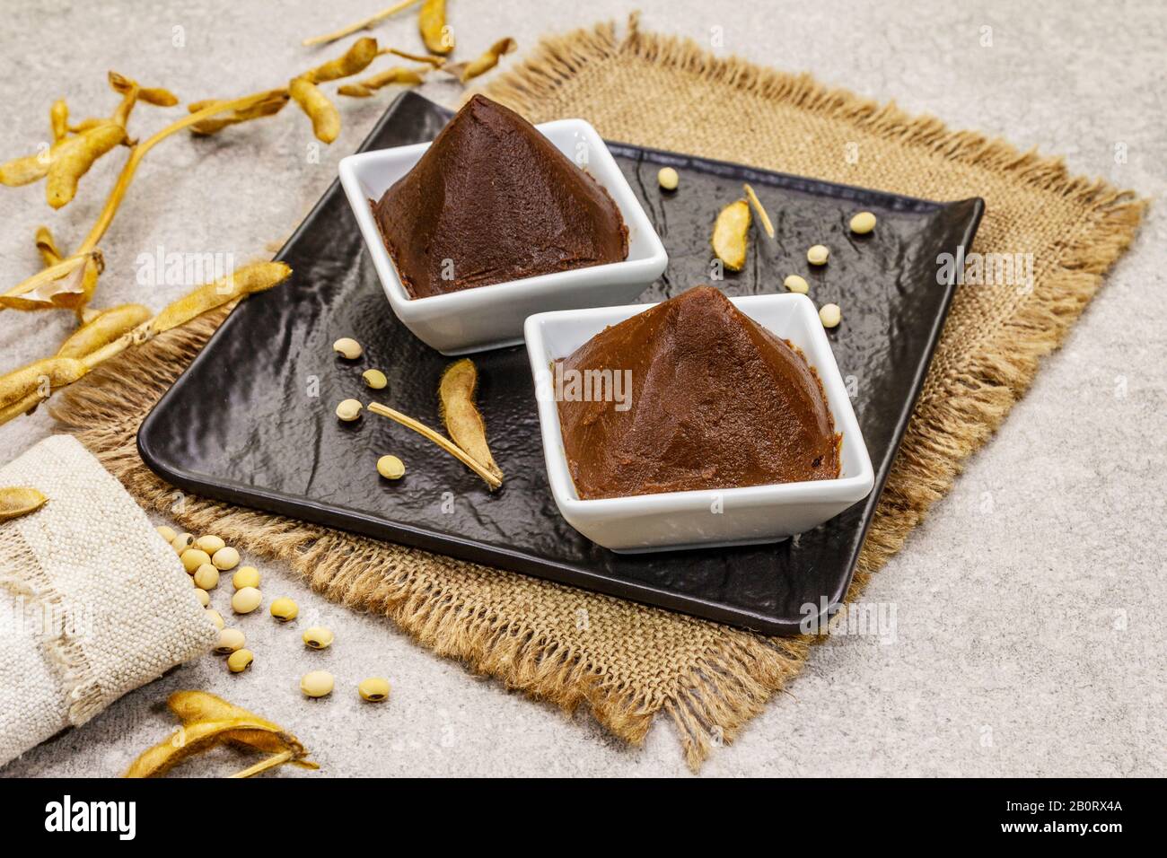 Miso paste, traditional Japanese seasoning. Two types, dark and light ...