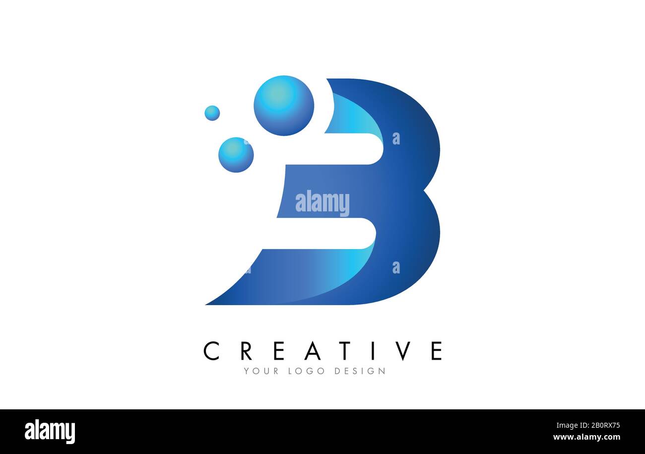 B Letter Logo Design with 3D and Ribbon Effect and Dots. Colorful ...