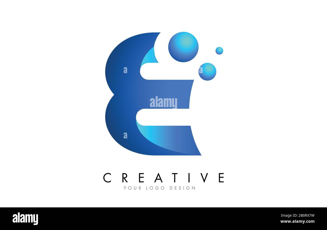 E Letter Logo Design with 3D and Ribbon Effect and Dots. Colorful ...