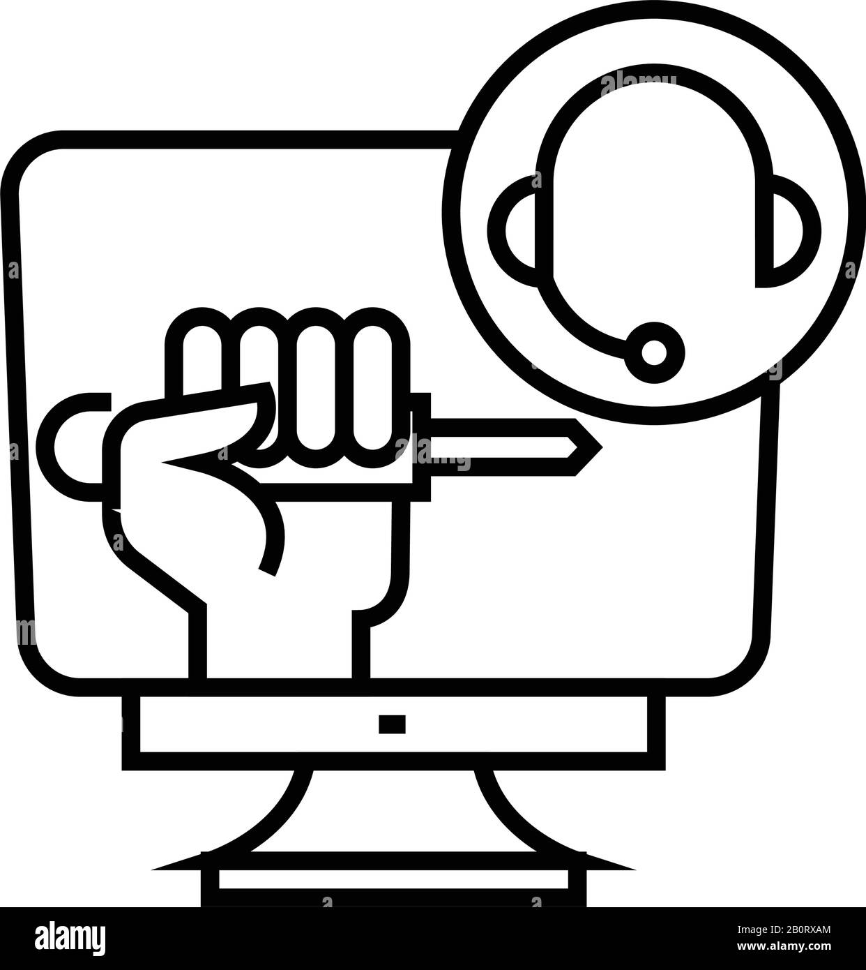 Audio access line icon, concept sign, outline vector illustration ...