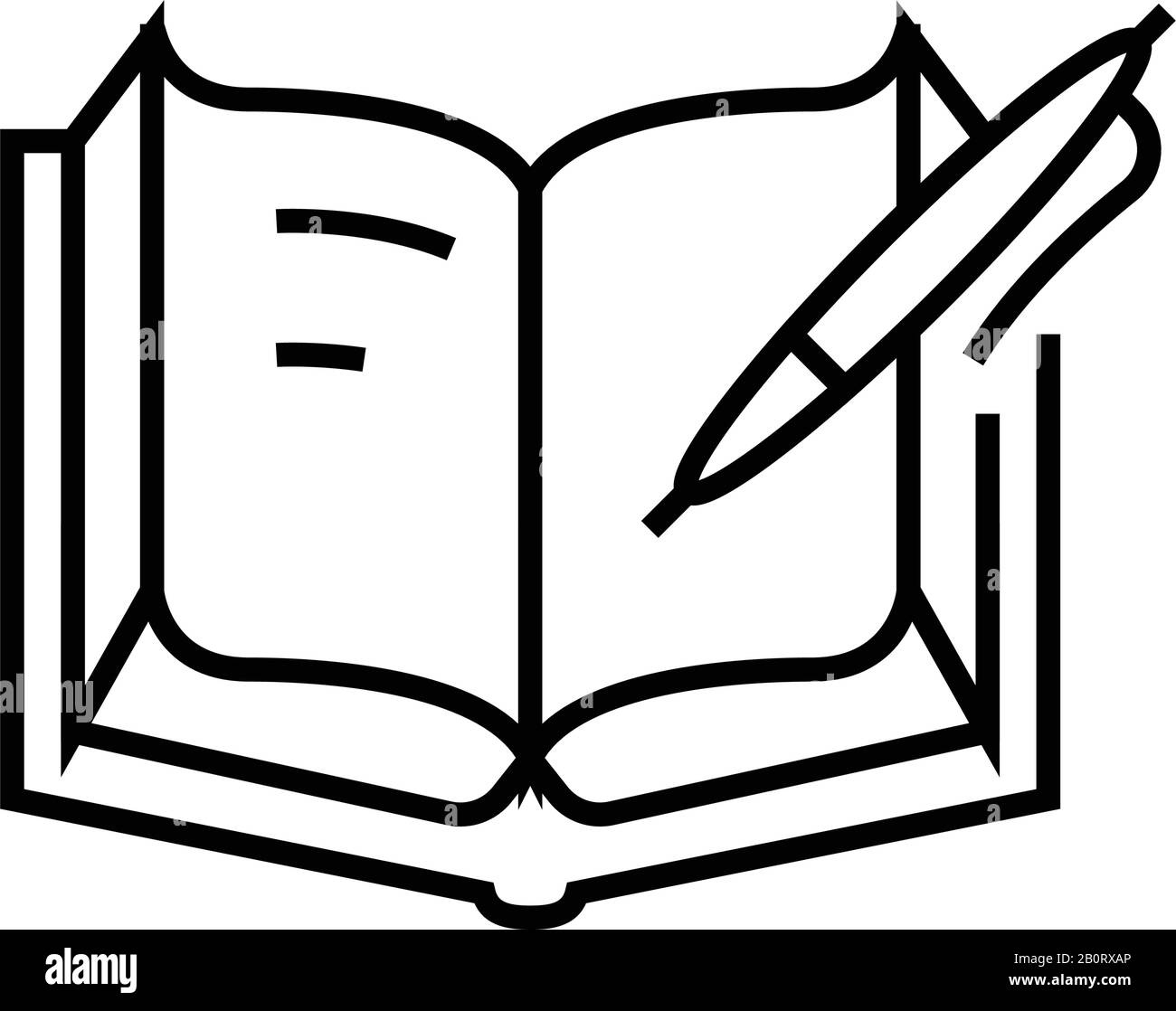 Book writing line icon, concept sign, outline vector illustration ... Book writing line icon, concept sign, outline vector illustration ...