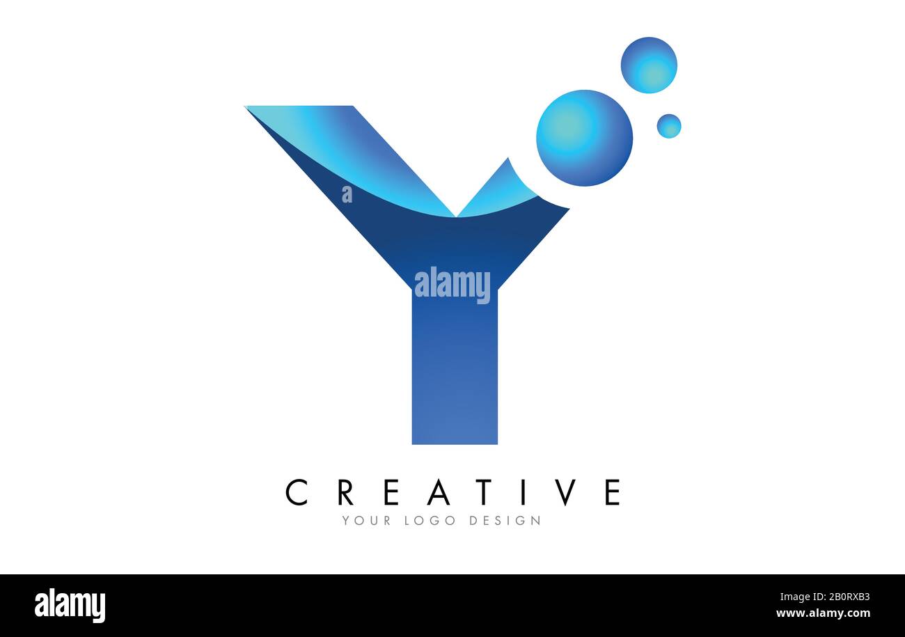 Y Letter Logo Design with 3D and Ribbon Effect and Dots. Colorful ...