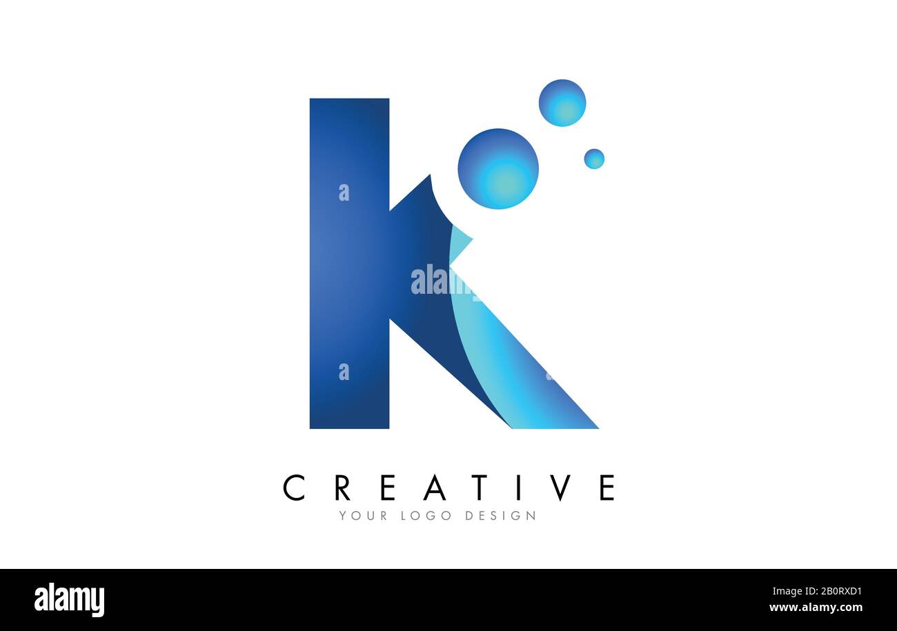 K Letter Logo Design with 3D and Ribbon Effect and Dots. Colorful ...