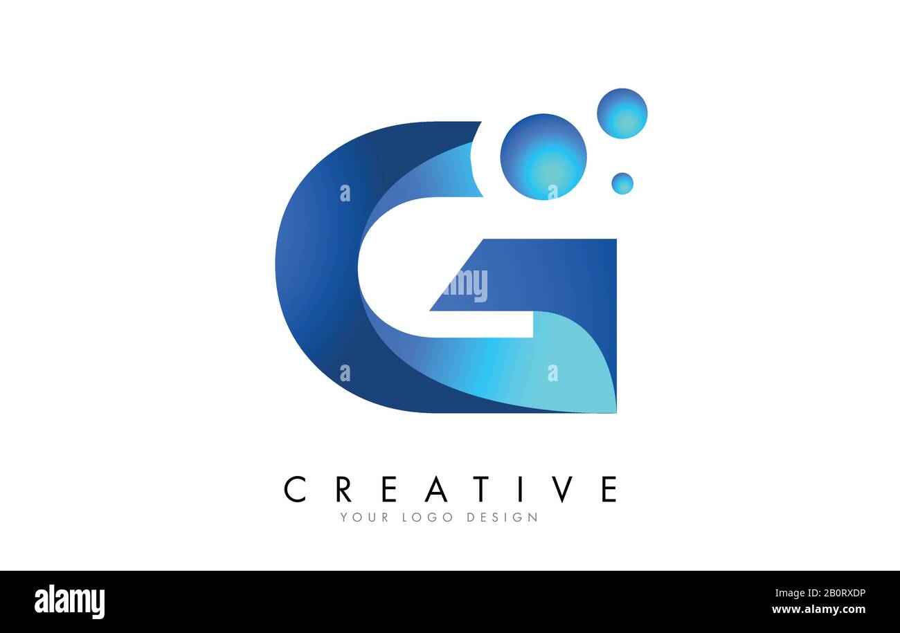 G Letter Logo Design with 3D and Ribbon Effect and Dots. Colorful ...
