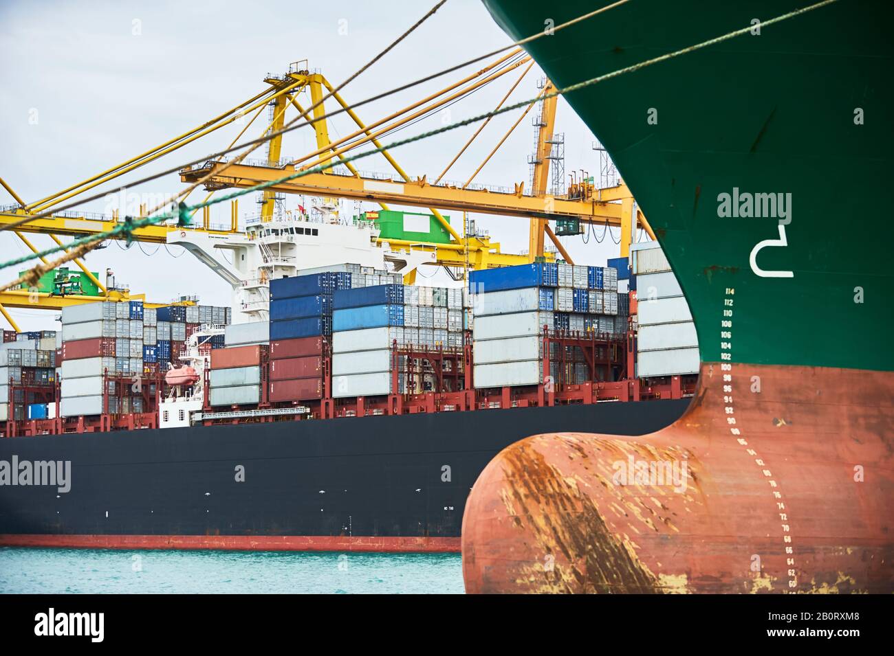 Container crane loading cargo in container ship in Maritime port and ...