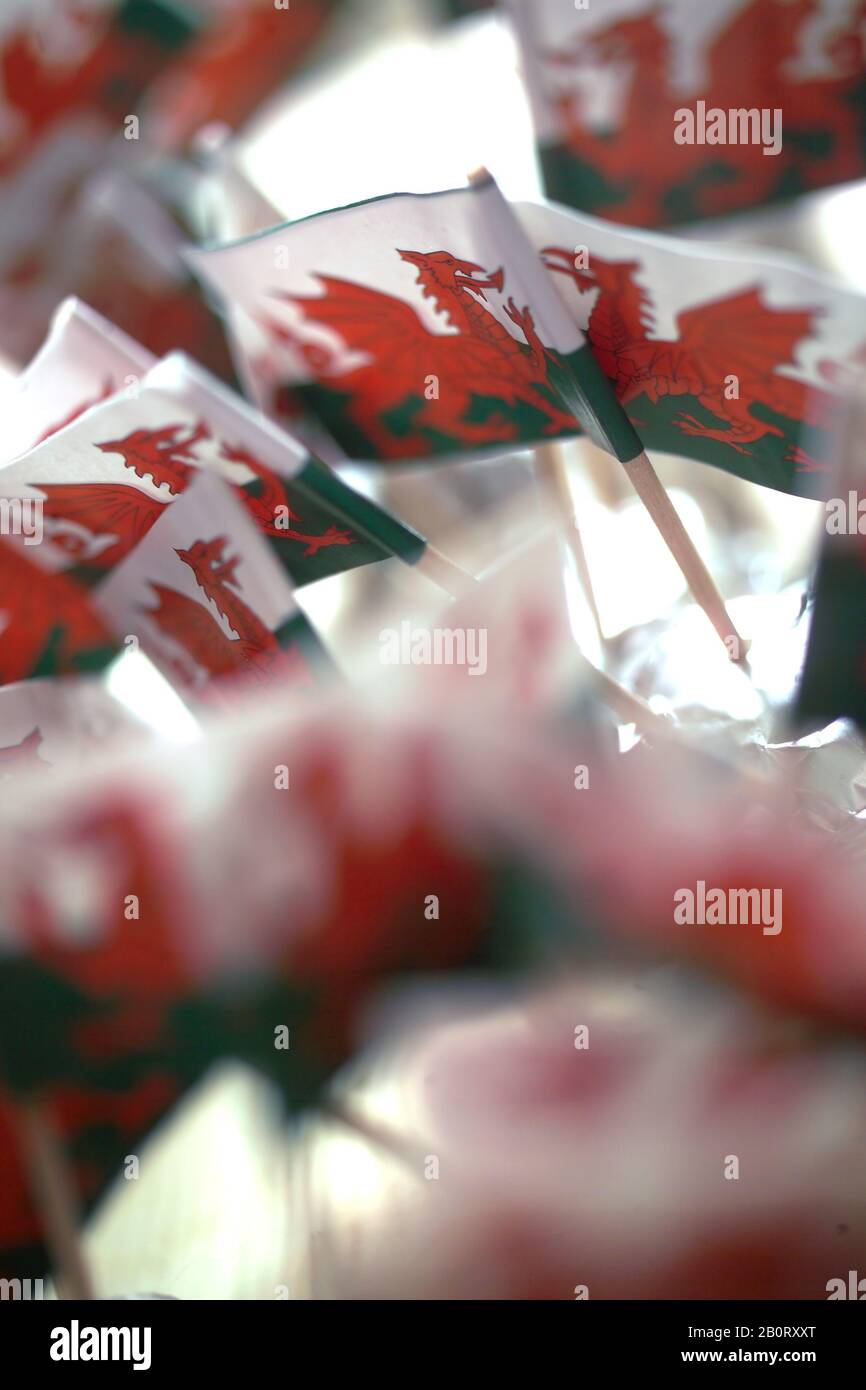 Crowd of Welsh flags Stock Photo - Alamy