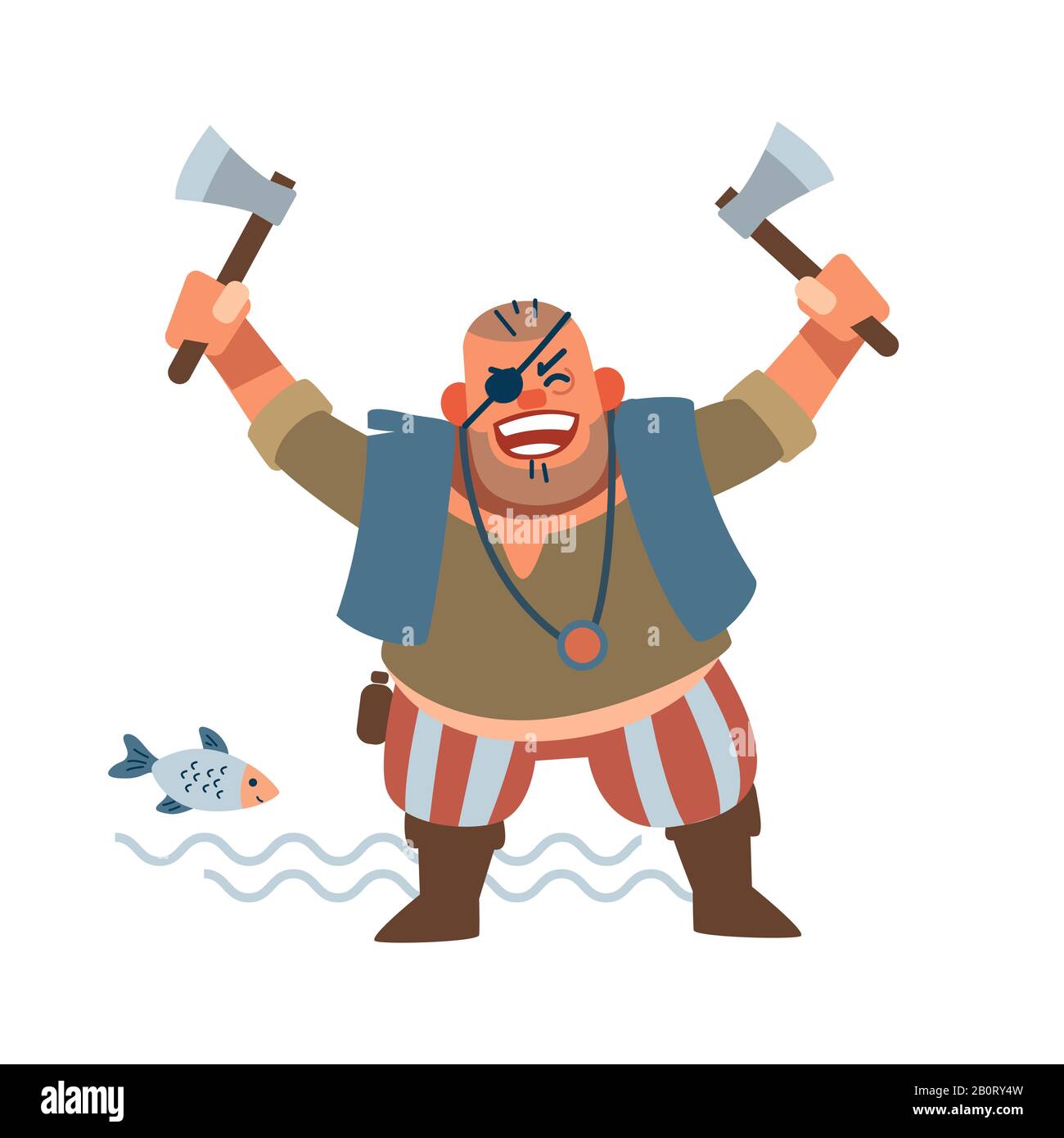 A small muscular Pirate-robber with an eye patch rejoices at the ...