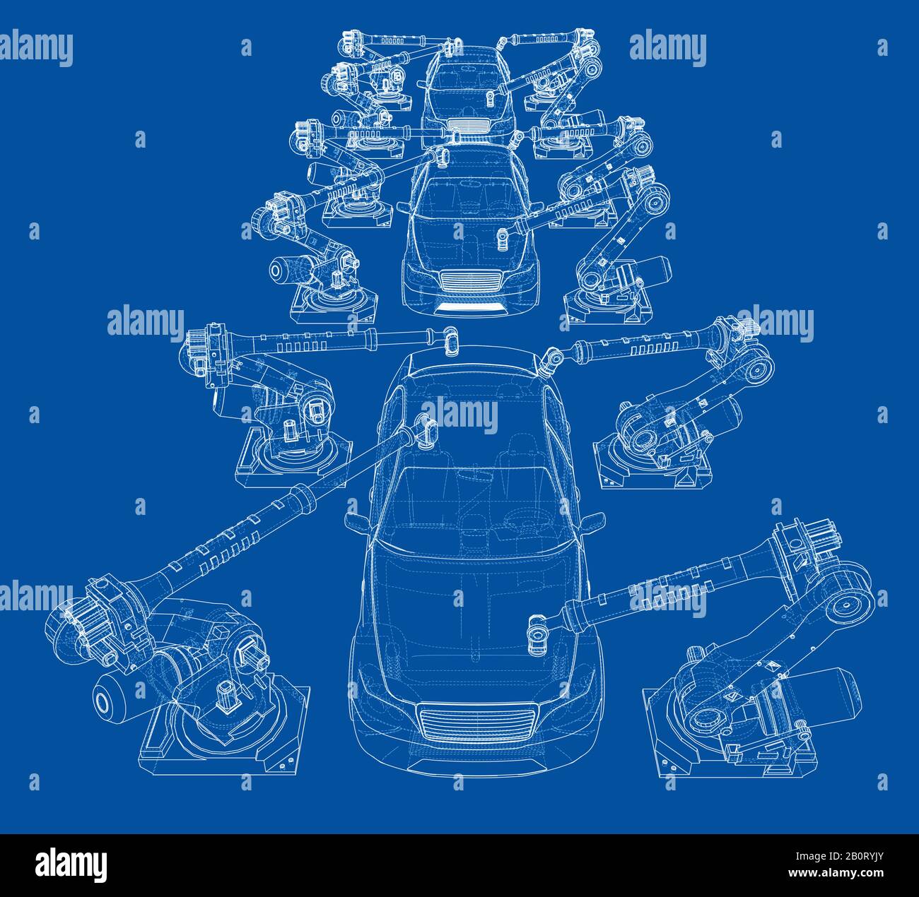 Car manufacturing assembly line 3d Stock Vector Images - Alamy