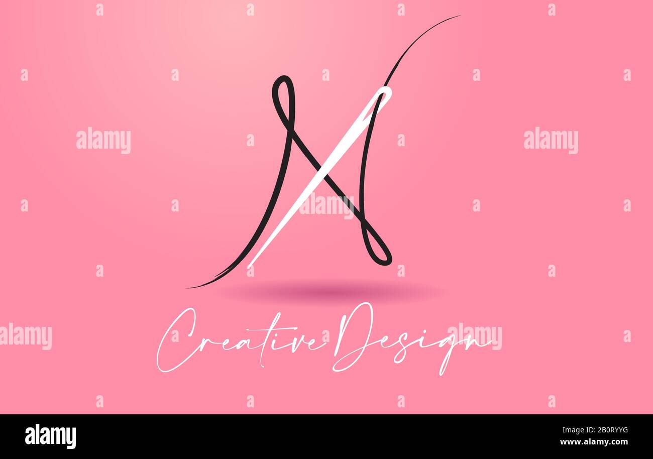 N Letter Logo with Needle and Thread Creative Design Concept Vector ...