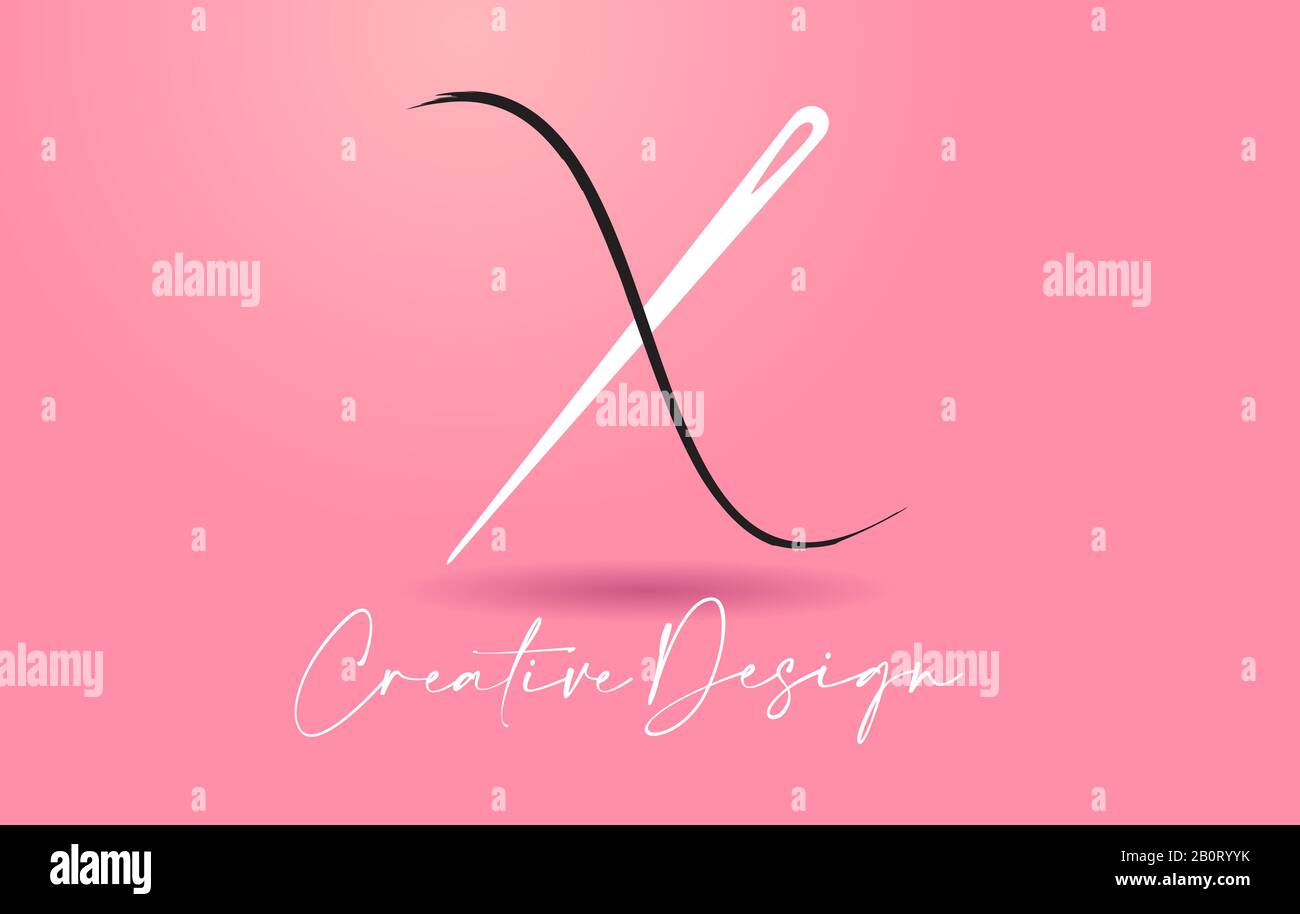 X Letter Logo with Needle and Thread Creative Design Concept Vector ...