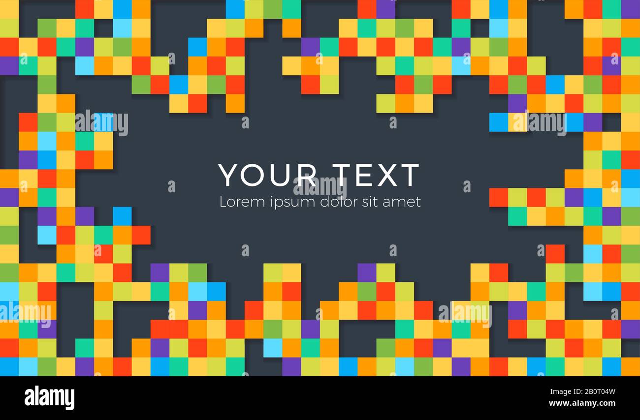 Pixel style colorful background with shadows. Colored squares abstract ...