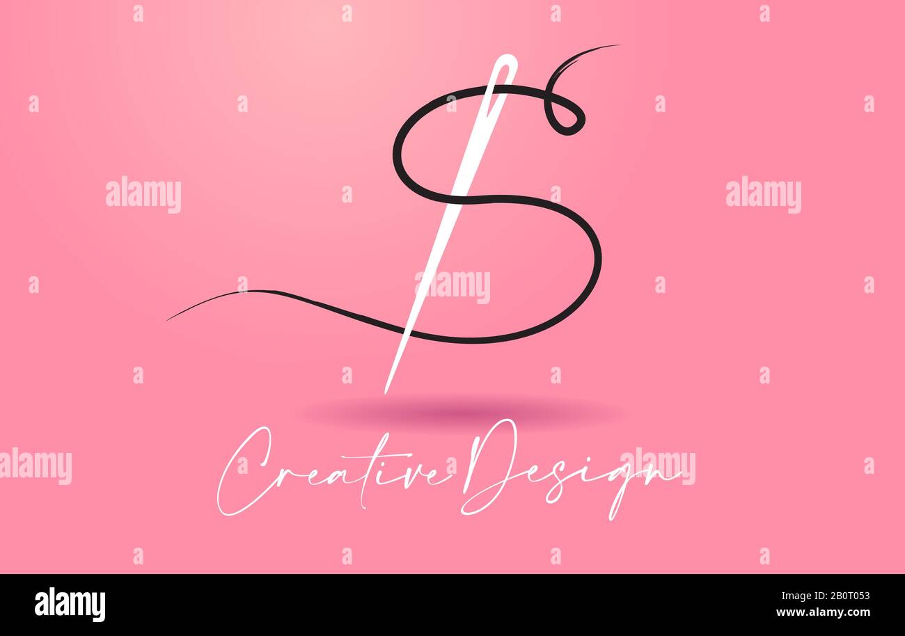 S Letter Logo with Needle and Thread Creative Design Concept Vector ...