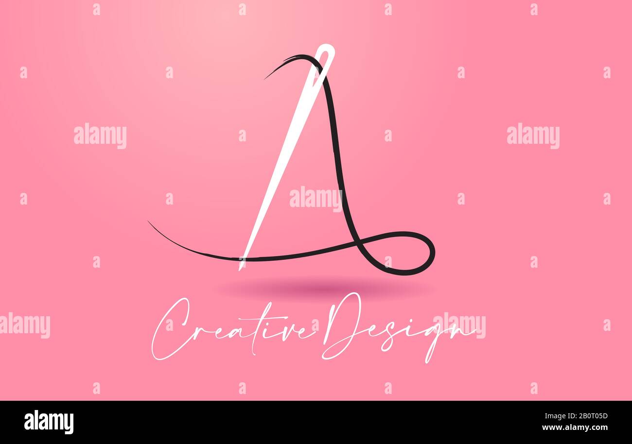 A Letter Logo with Needle and Thread Creative Design Concept Vector ...