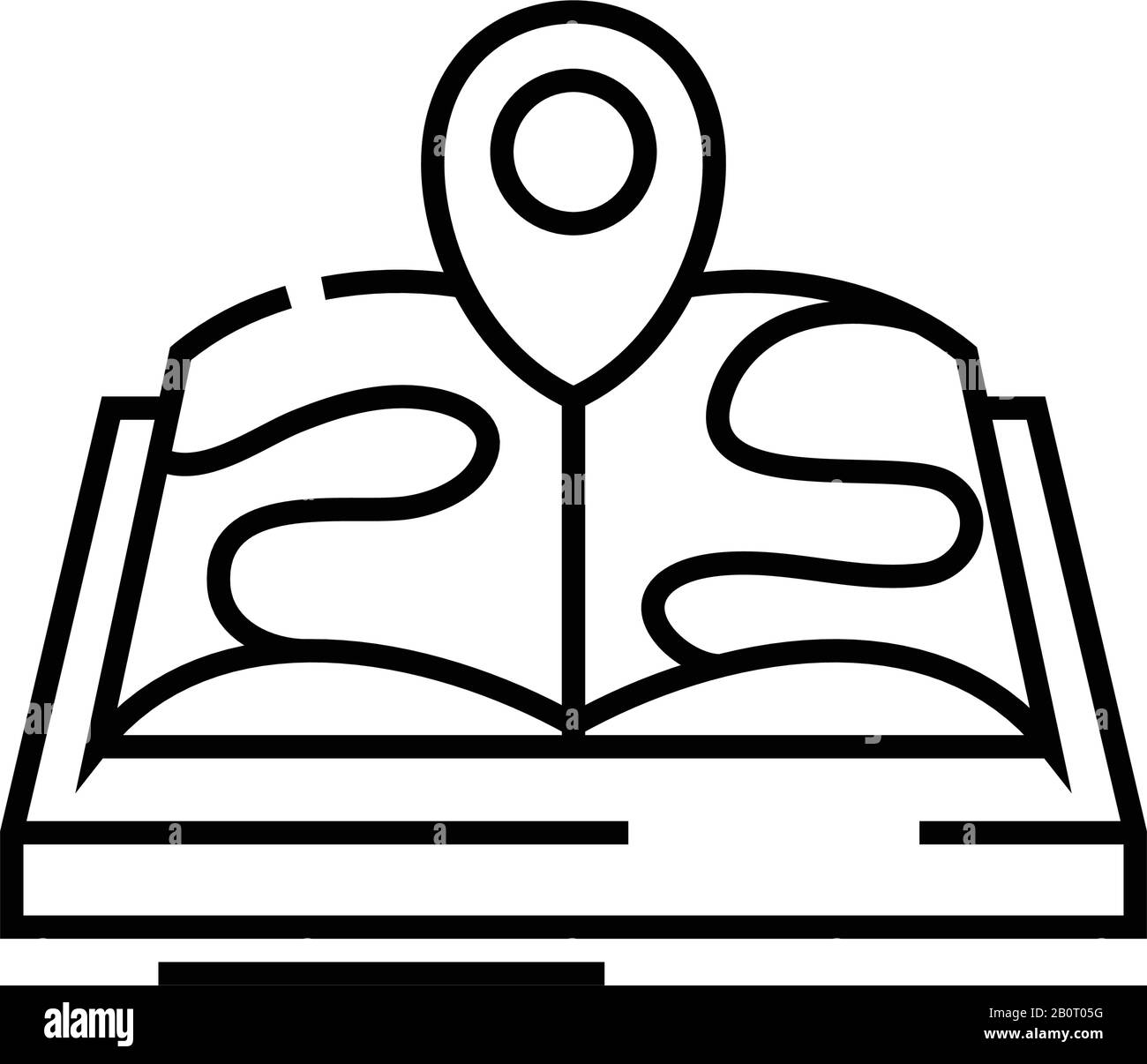 Book map line icon, concept sign, outline vector illustration, linear ...