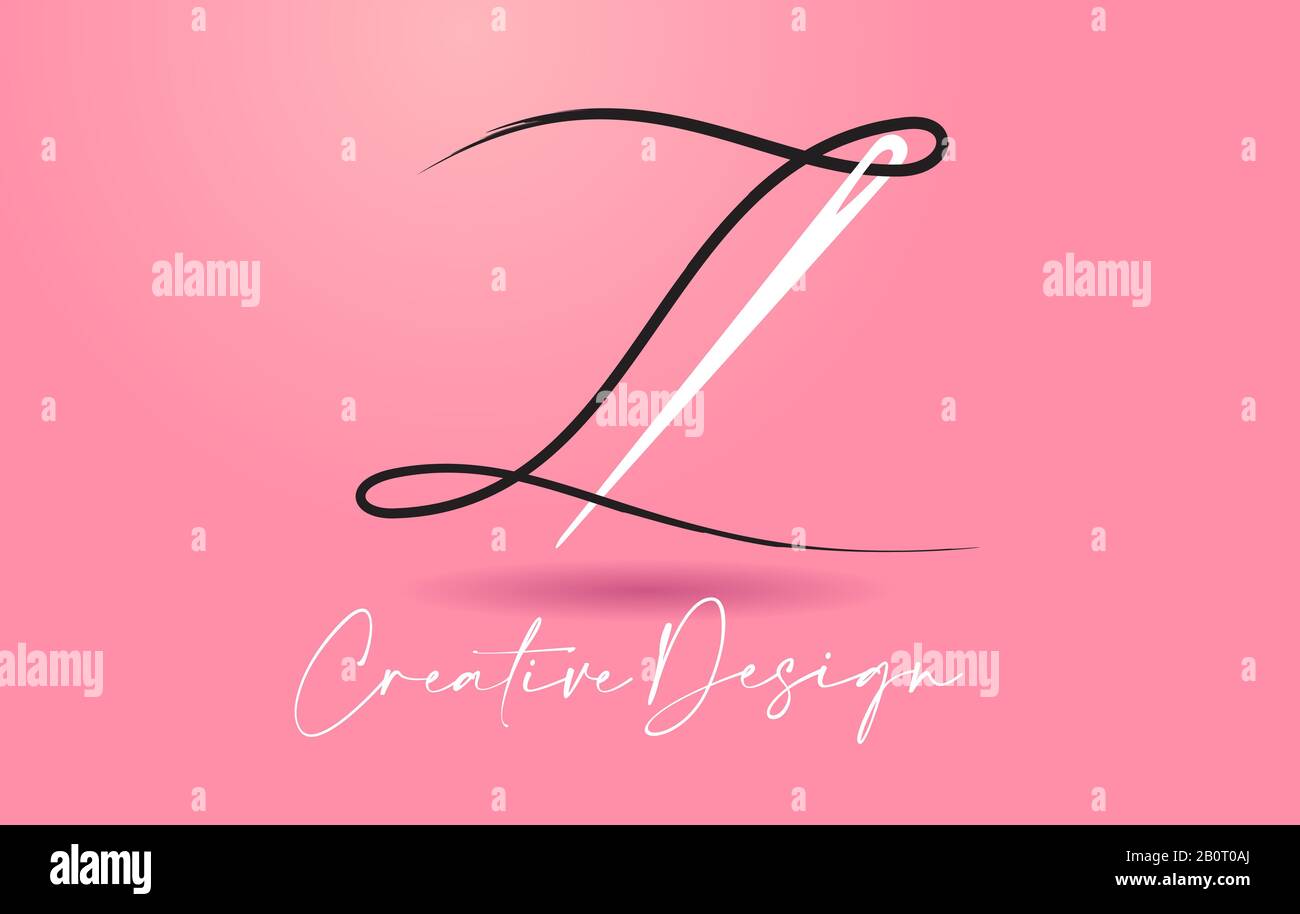 Z Letter Logo with Needle and Thread Creative Design Concept Vector ...