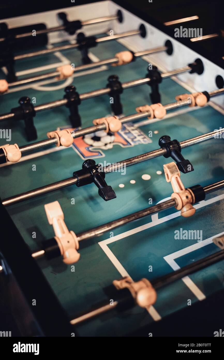 Old table soccer game in a pub Stock Photo - Alamy