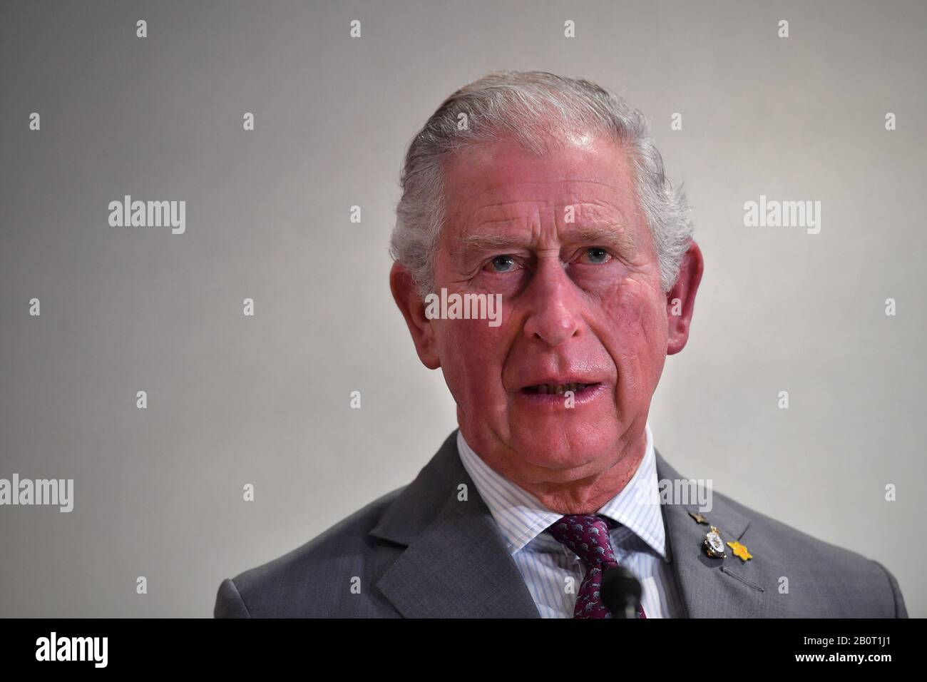 The Prince of Wales speaking during a visit to the CAF train factory in ...