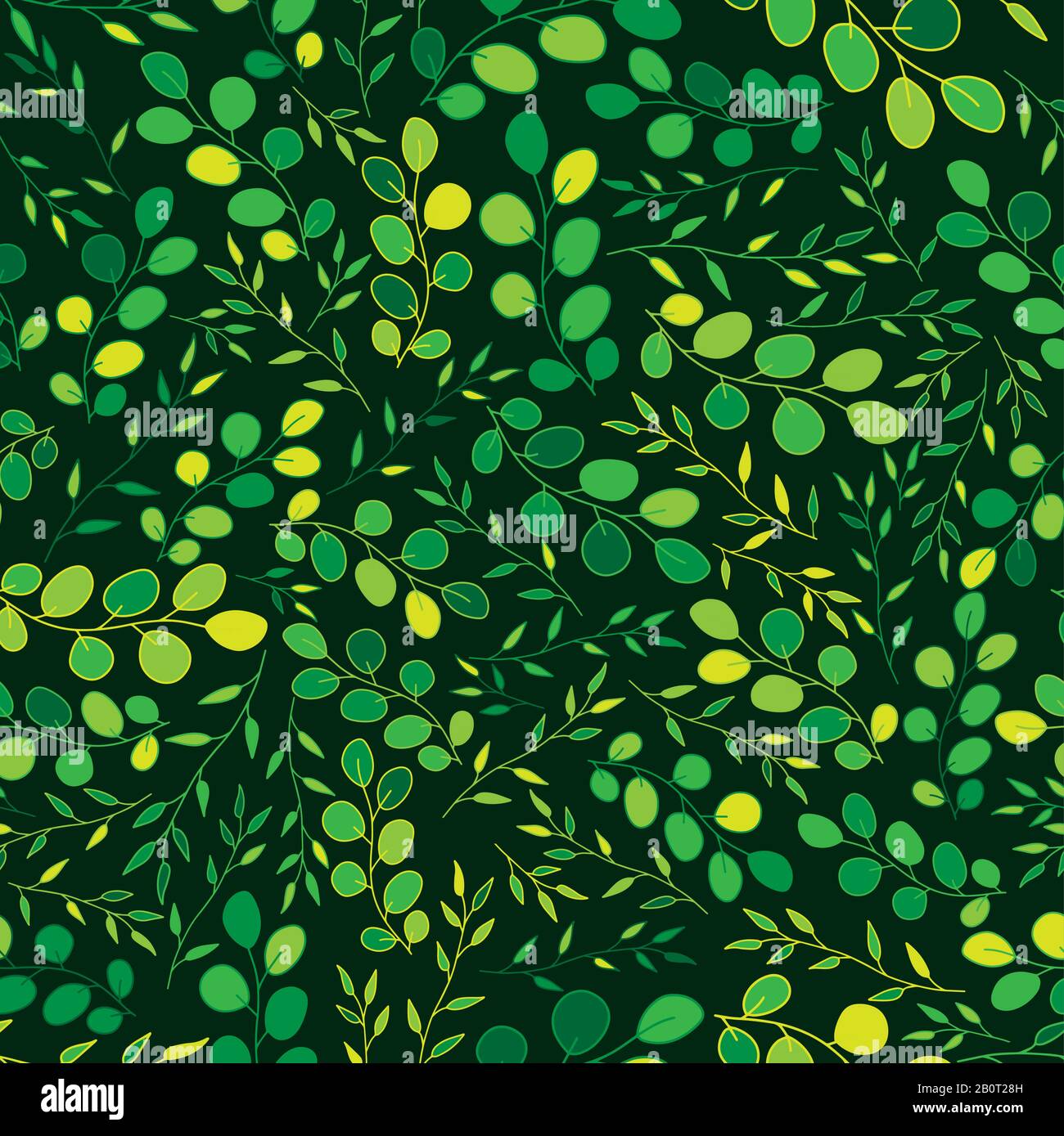 Green leaves floral seamless pattern and backdrop. Elegant plant ...