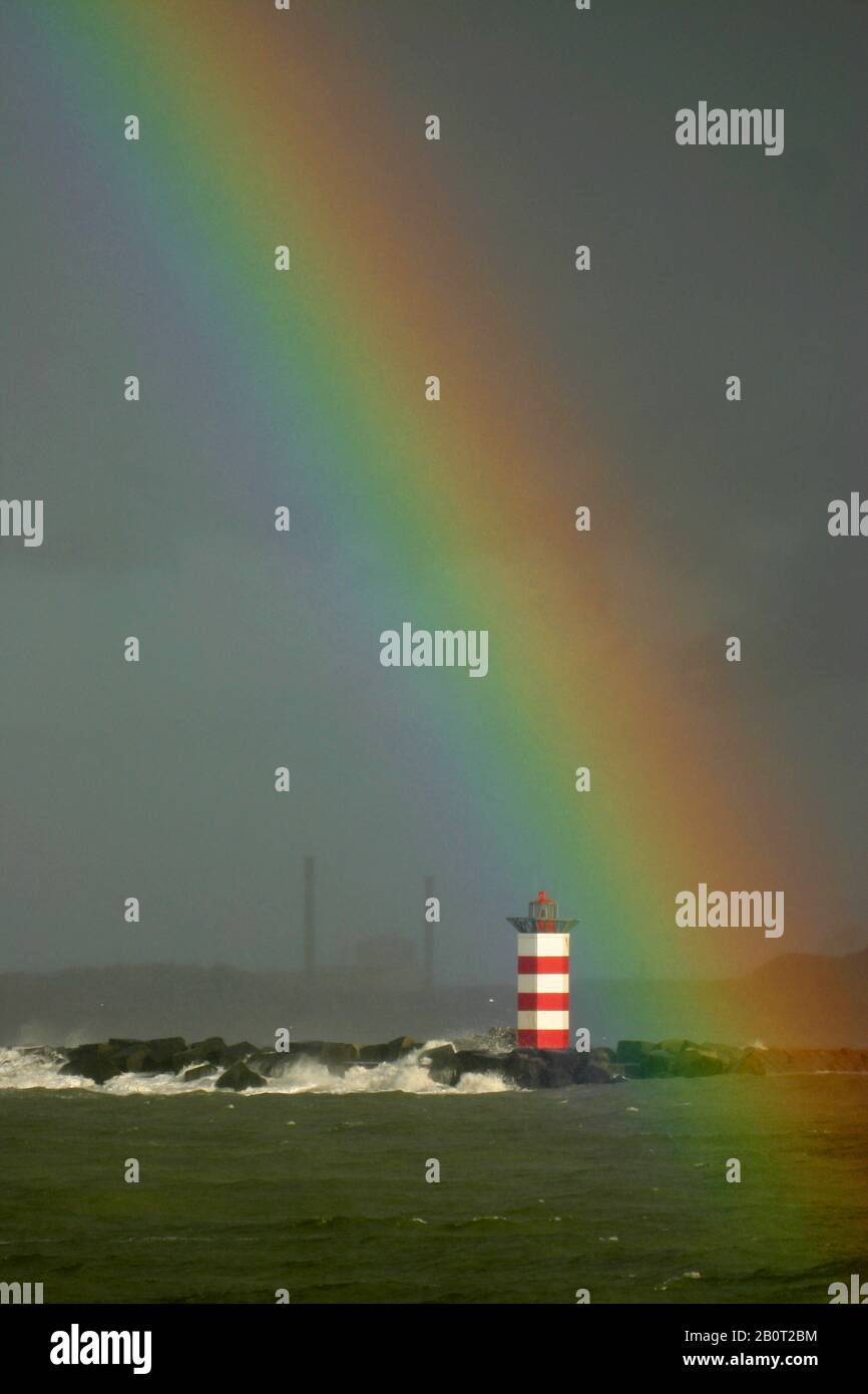 Rainbow over the lighthouse at IJmuiden, Netherlands Stock Photo - Alamy