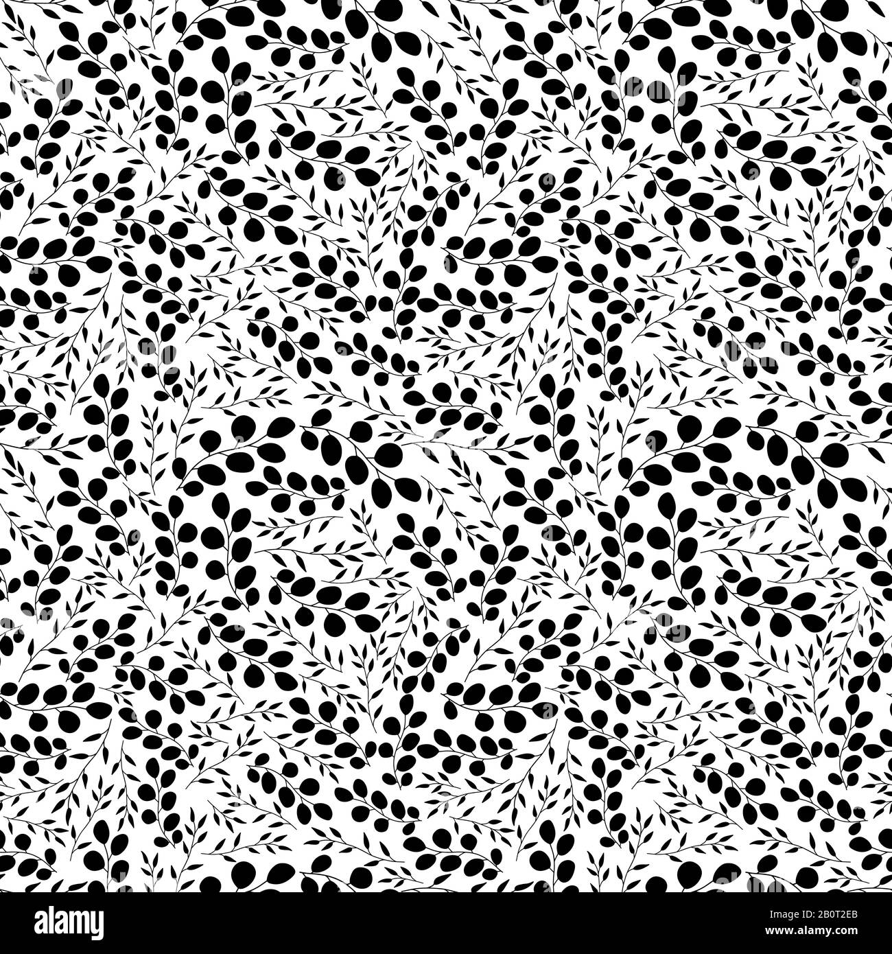 Black leaves floral seamless pattern and backdrop. Elegant plant ...