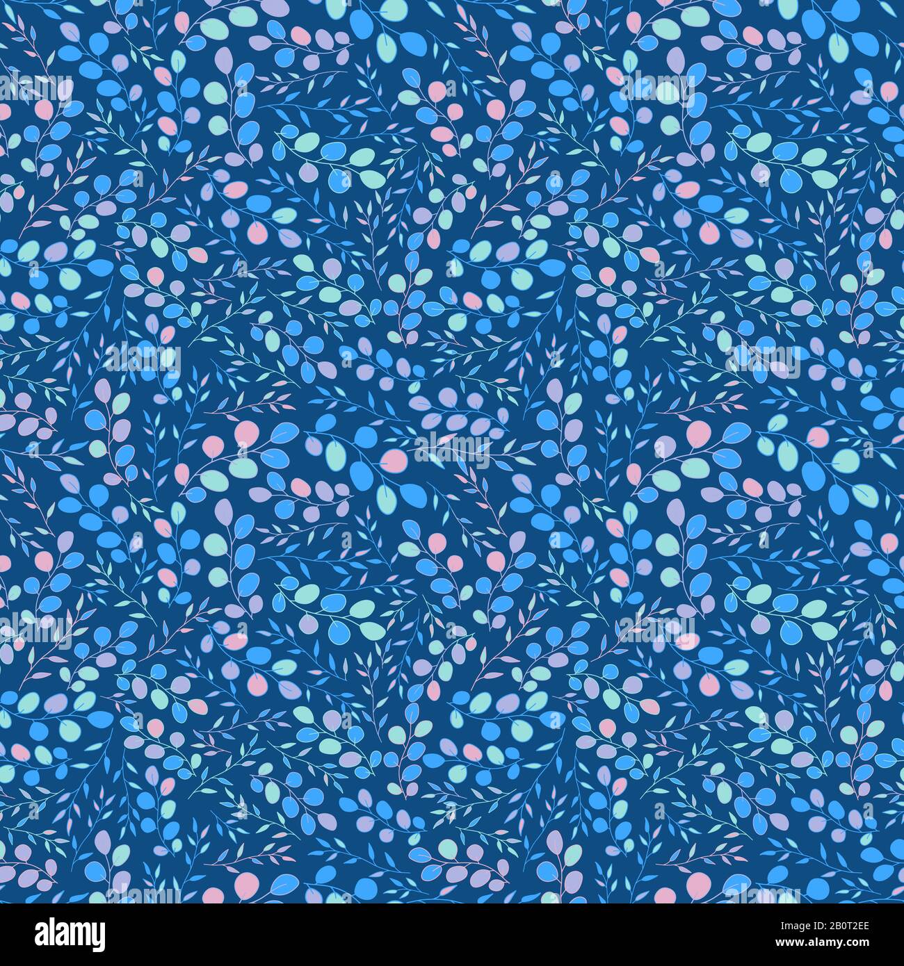 Blue leaves floral seamless pattern and backdrop. Elegant plant ...