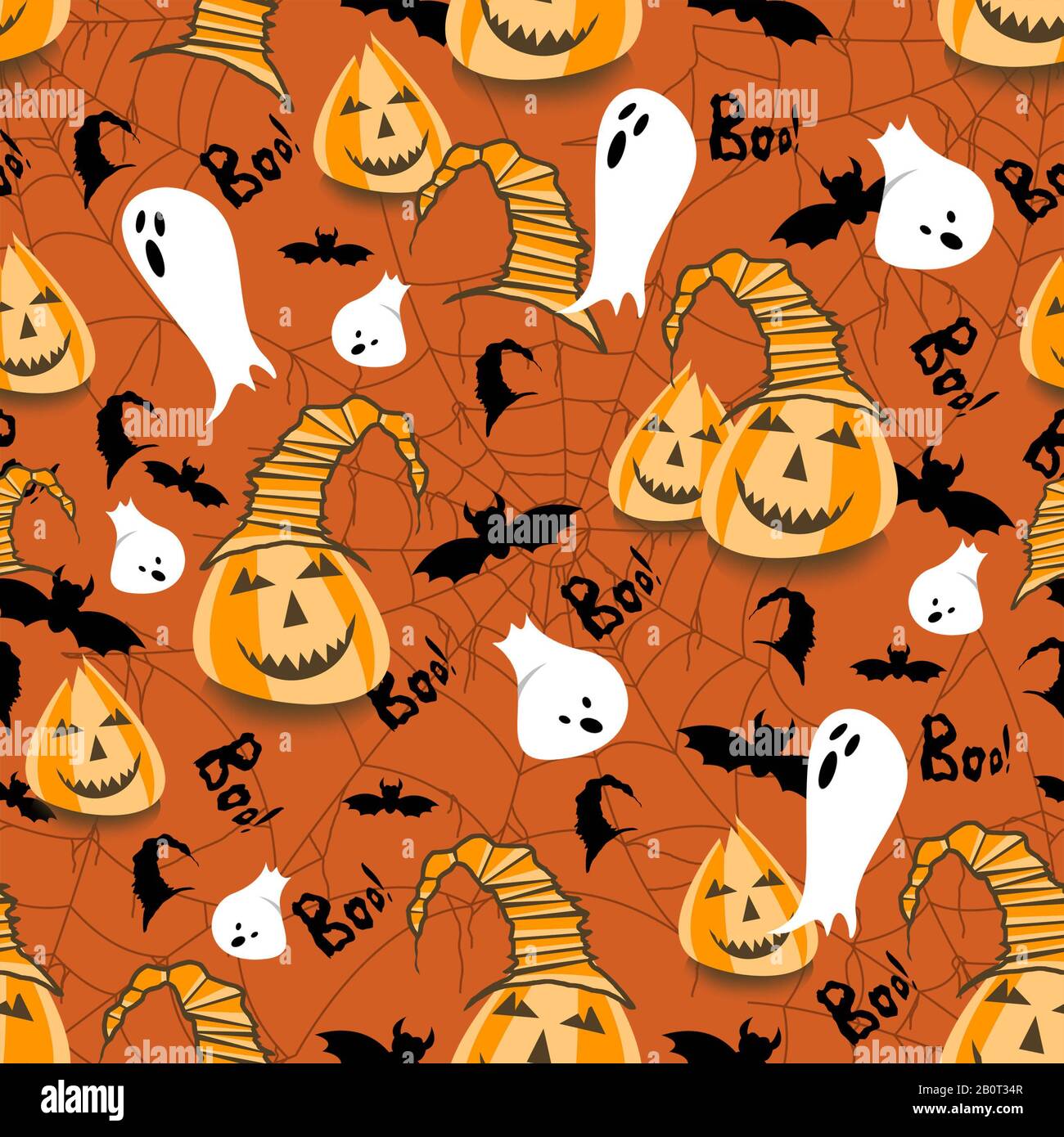 Seamless Halloween Pattern with Pumpkins and Bats on purple background ...