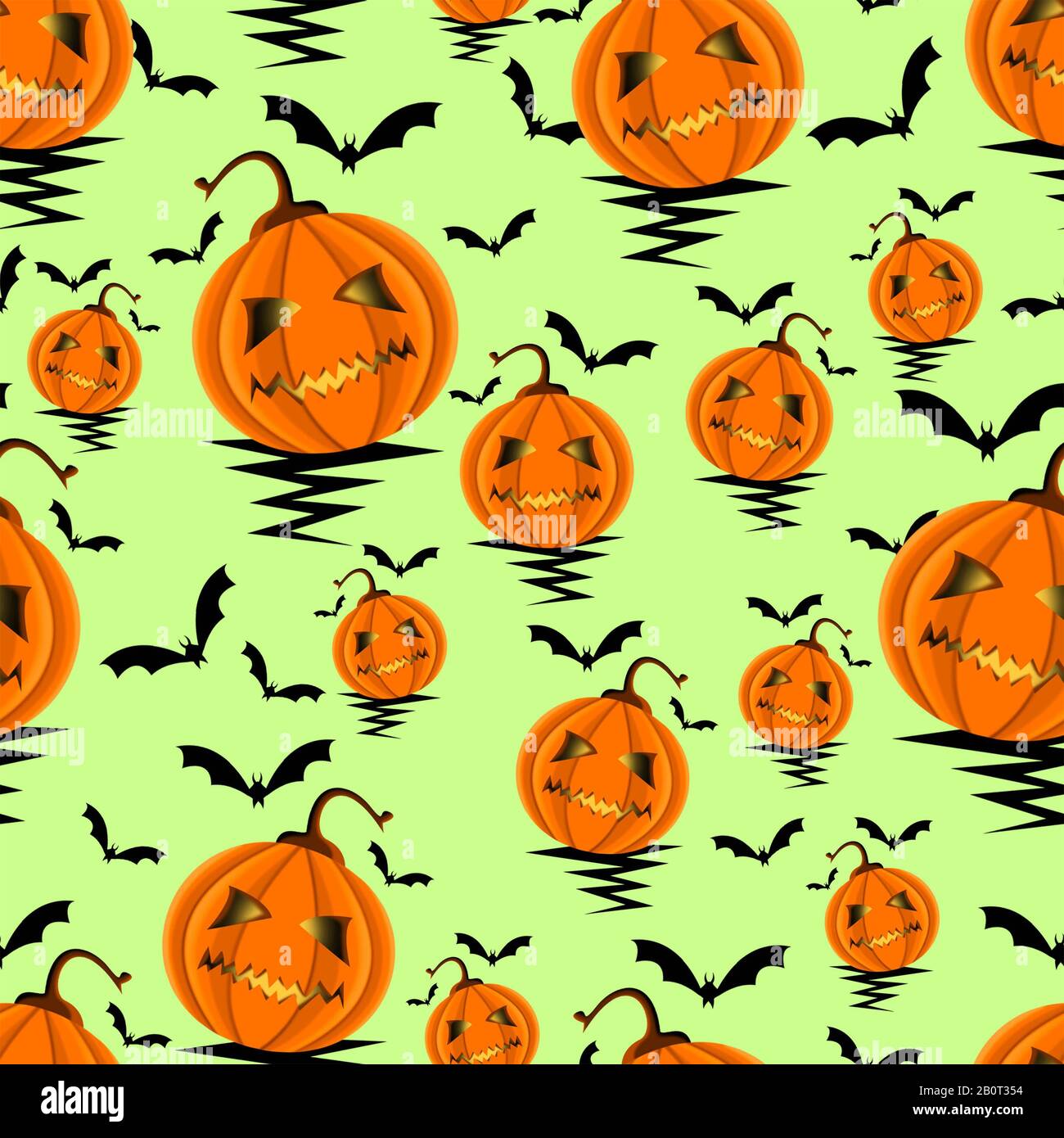Seamless Halloween Pattern with Pumpkins and Bats on purple background ...
