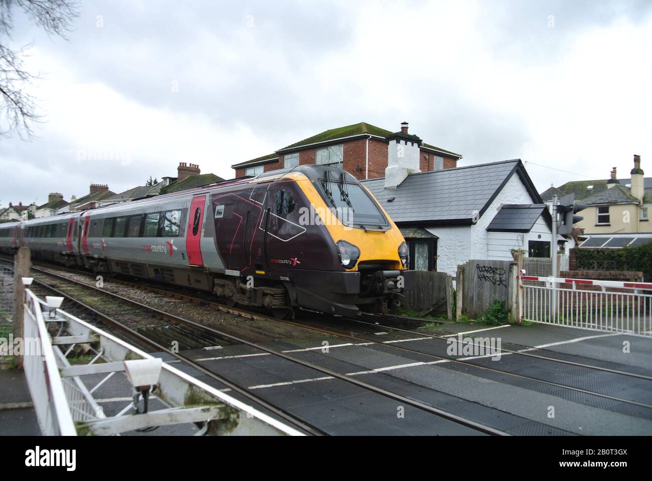 An Arriva Cross Country Voyager train entering Paignton railway station ...